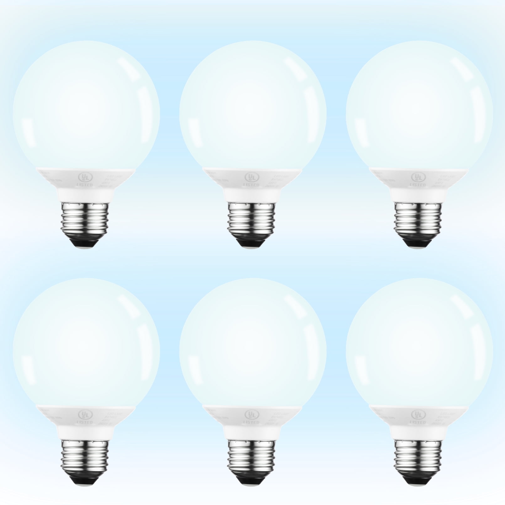 6Pack G25 LED Bulbs, 6W=40W, Dimmable, E26 Base, 5000K, Ideal for ...