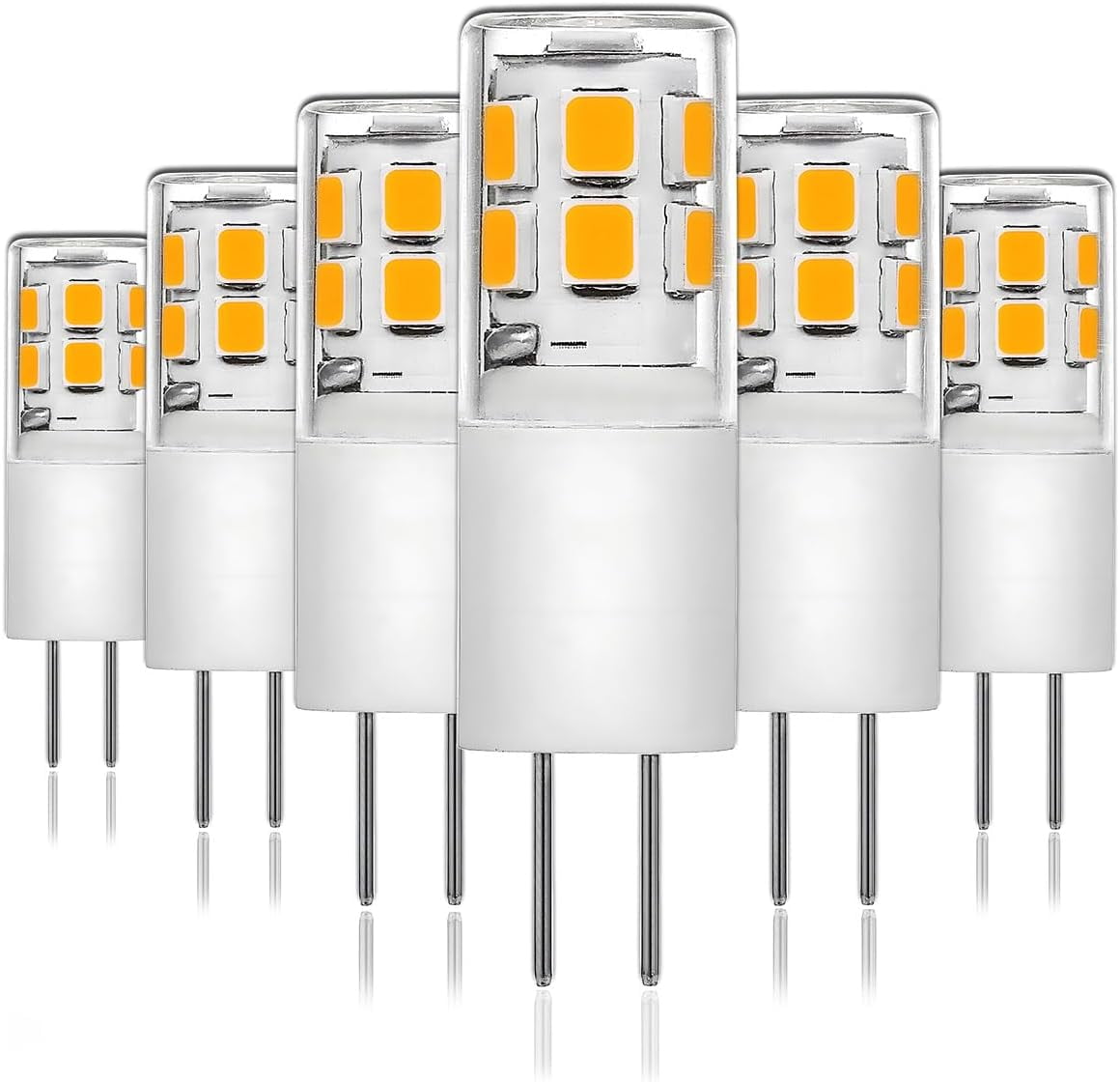 6 Pack G4 LED Bulb 2W 230 Lumens 3000K Warm White 12V G4 Bi-Pin Ceramic ...