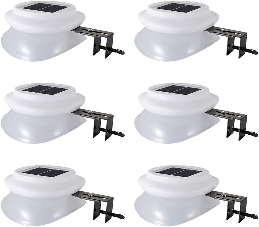 6 Pack GUSTELL Upgraded Version Gutter Solar Lights Outdoor 9 LED ...