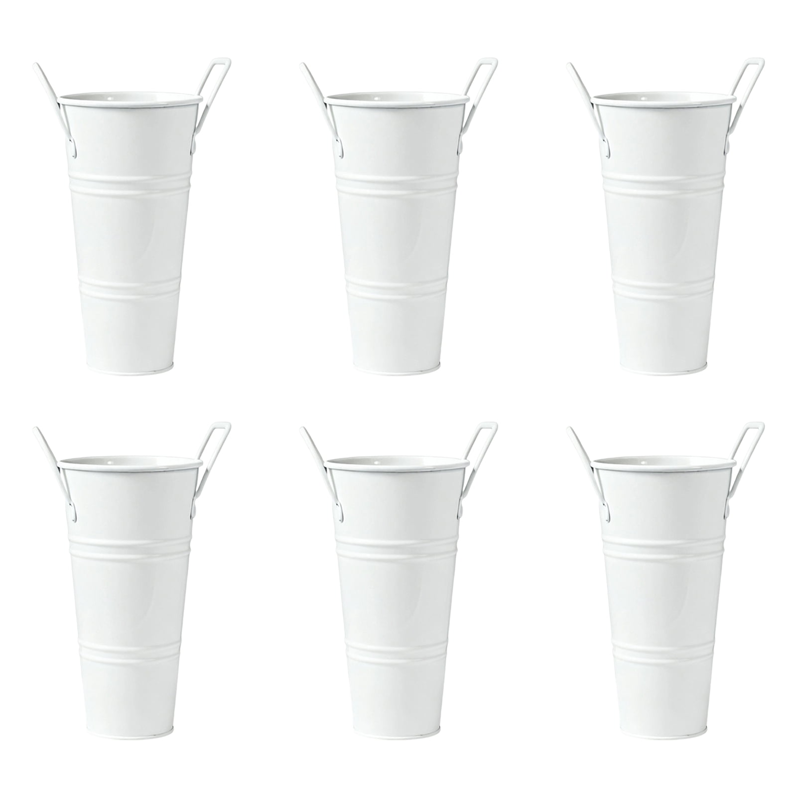 6-Pack Galvanized Metal Flower Buckets with Handles, Farmhouse Style ...