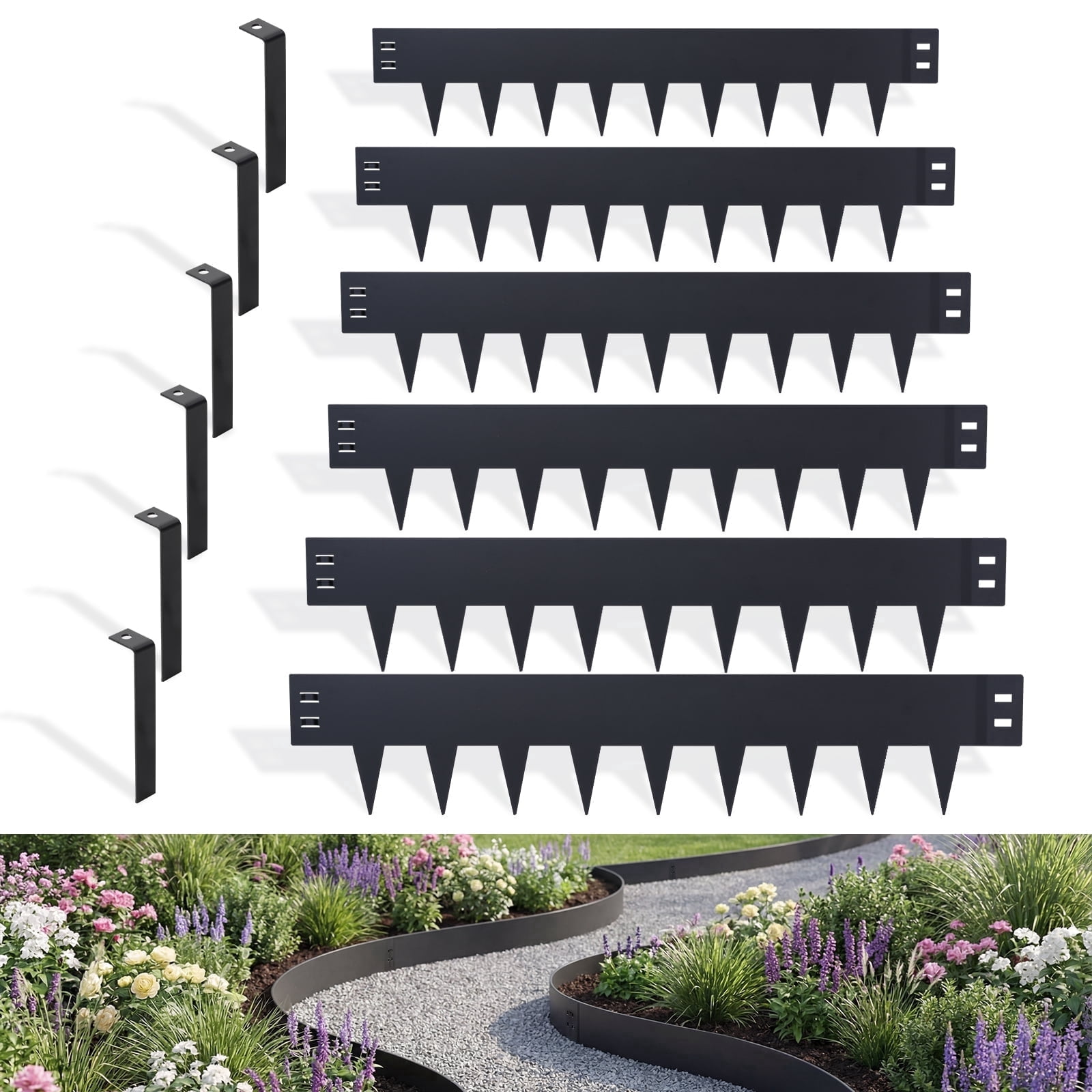 BSHAPPLUS® 20 ft No Dig Metal Landscape Edging, 8" Tall Galvanized ...