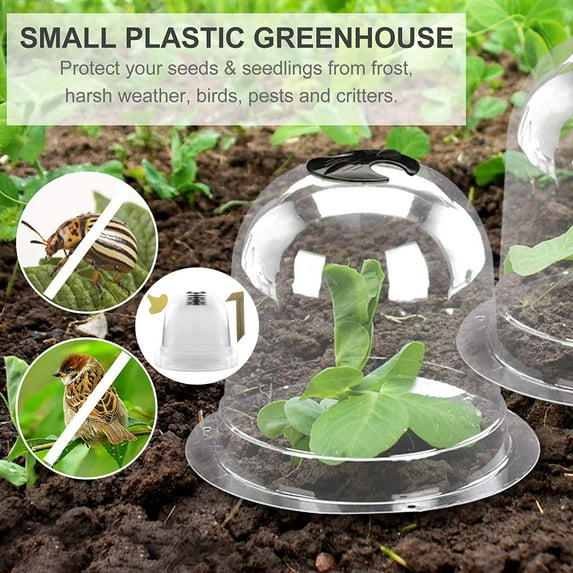 6 Pack Garden Cloche Clear Bell Covers Freeze Protection Humidity Domes ...