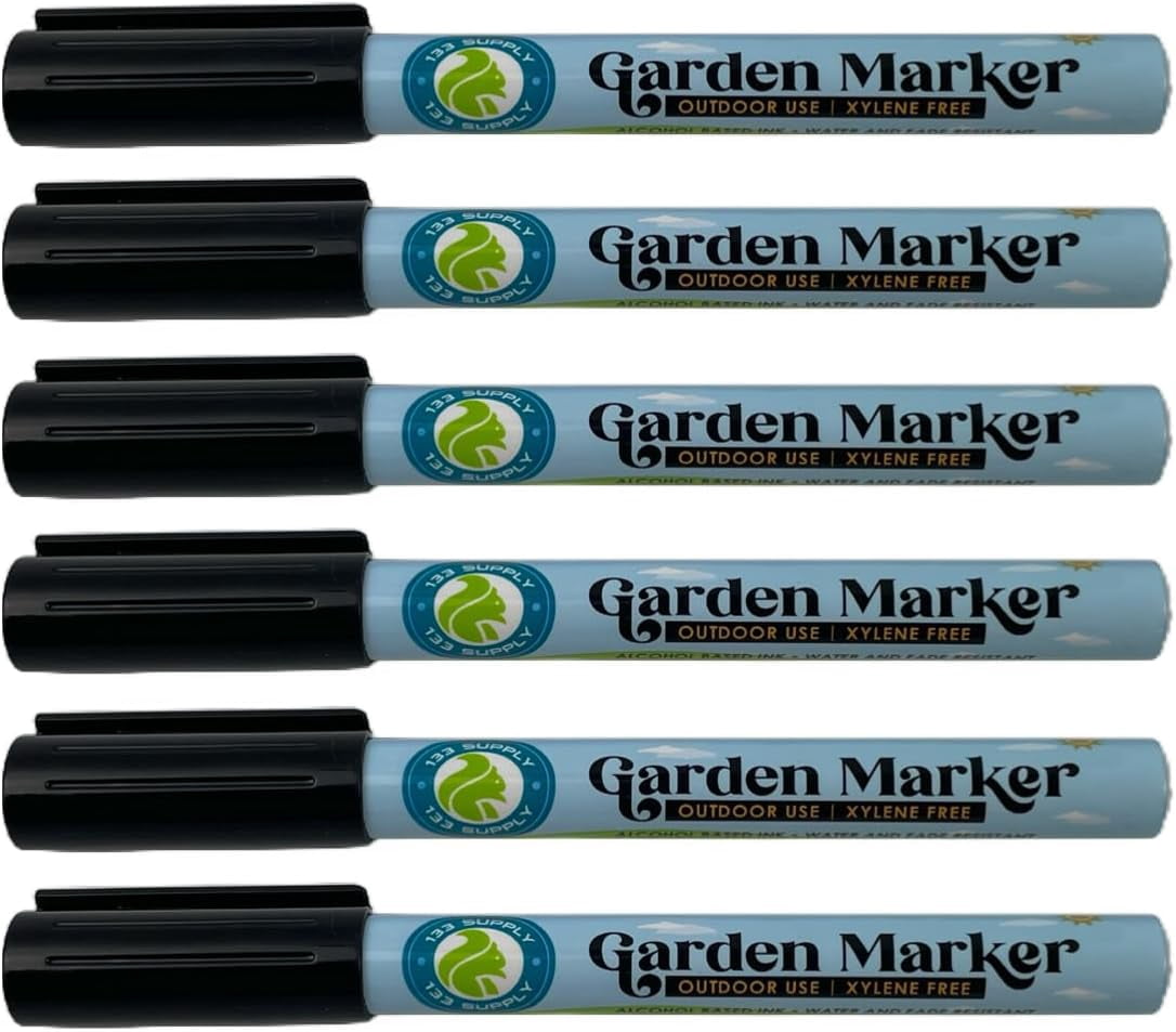 6 Pack Garden Marker Pen Permanent Markers Black (UV Fade Resistant ...