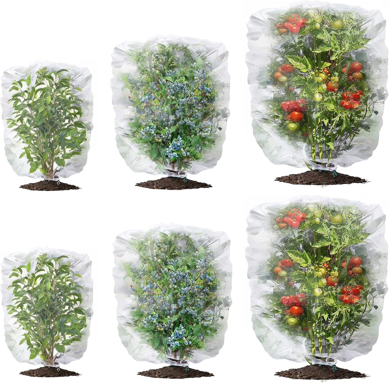 6 Pack Garden Netting Mesh Pest Barrier Plant Cover Bags with ...