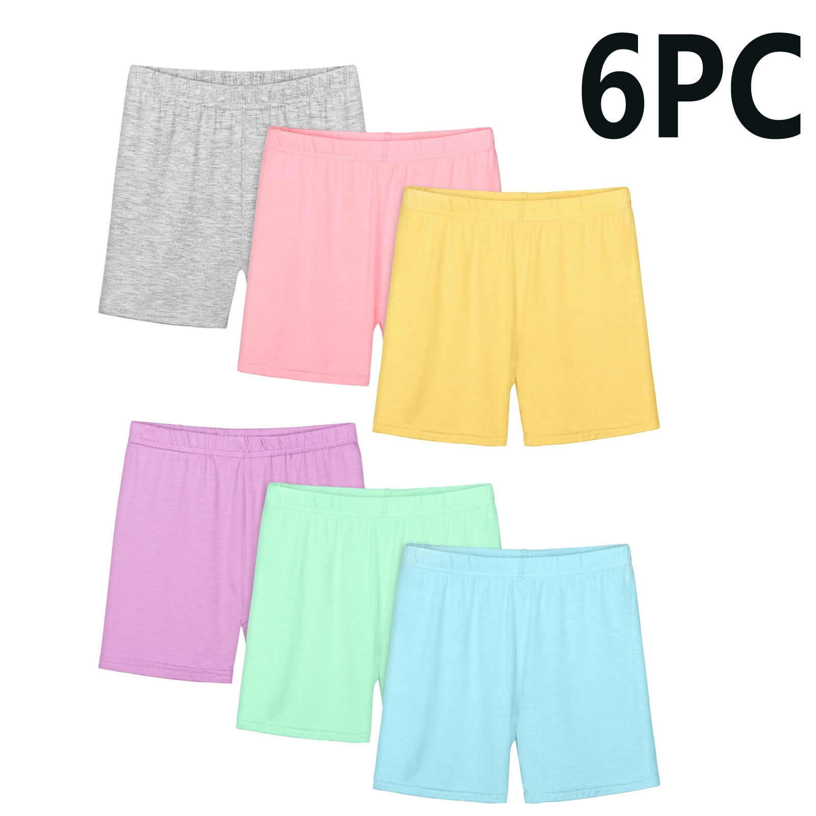 6 Pack Girls' Bike Shorts for Toddlers, Solid Color Sports Pants for Casual Wear, Home, and ...