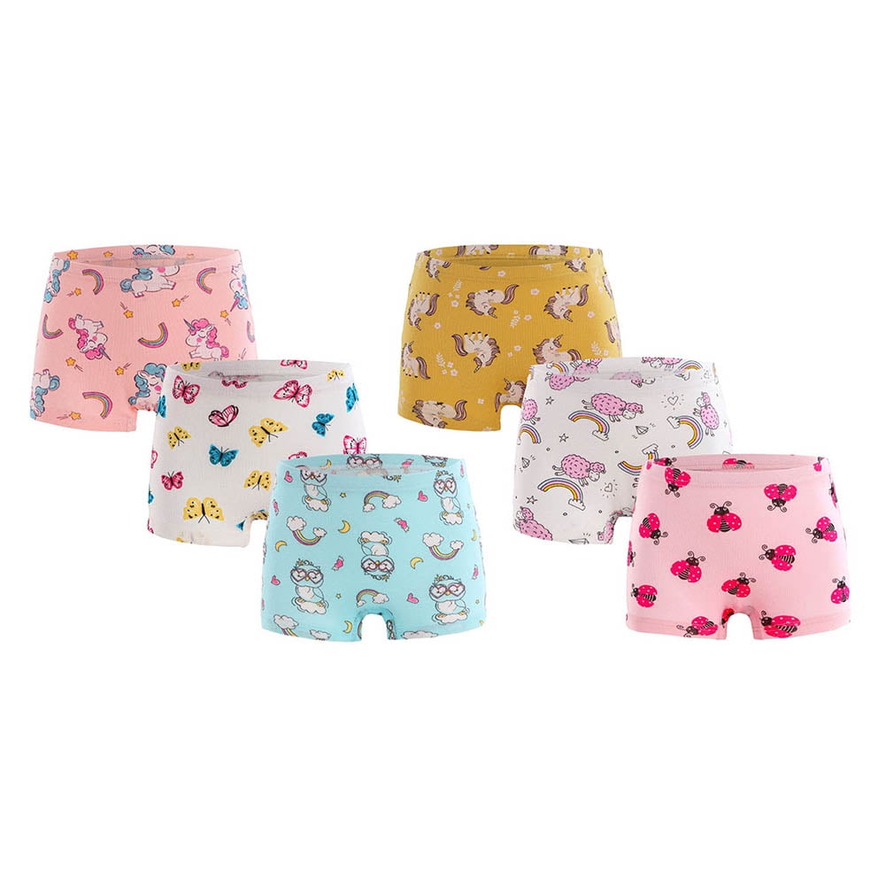 6 Pack Girls Cotton Boyshort Hipster Underwear Kids Toddler Boxer ...