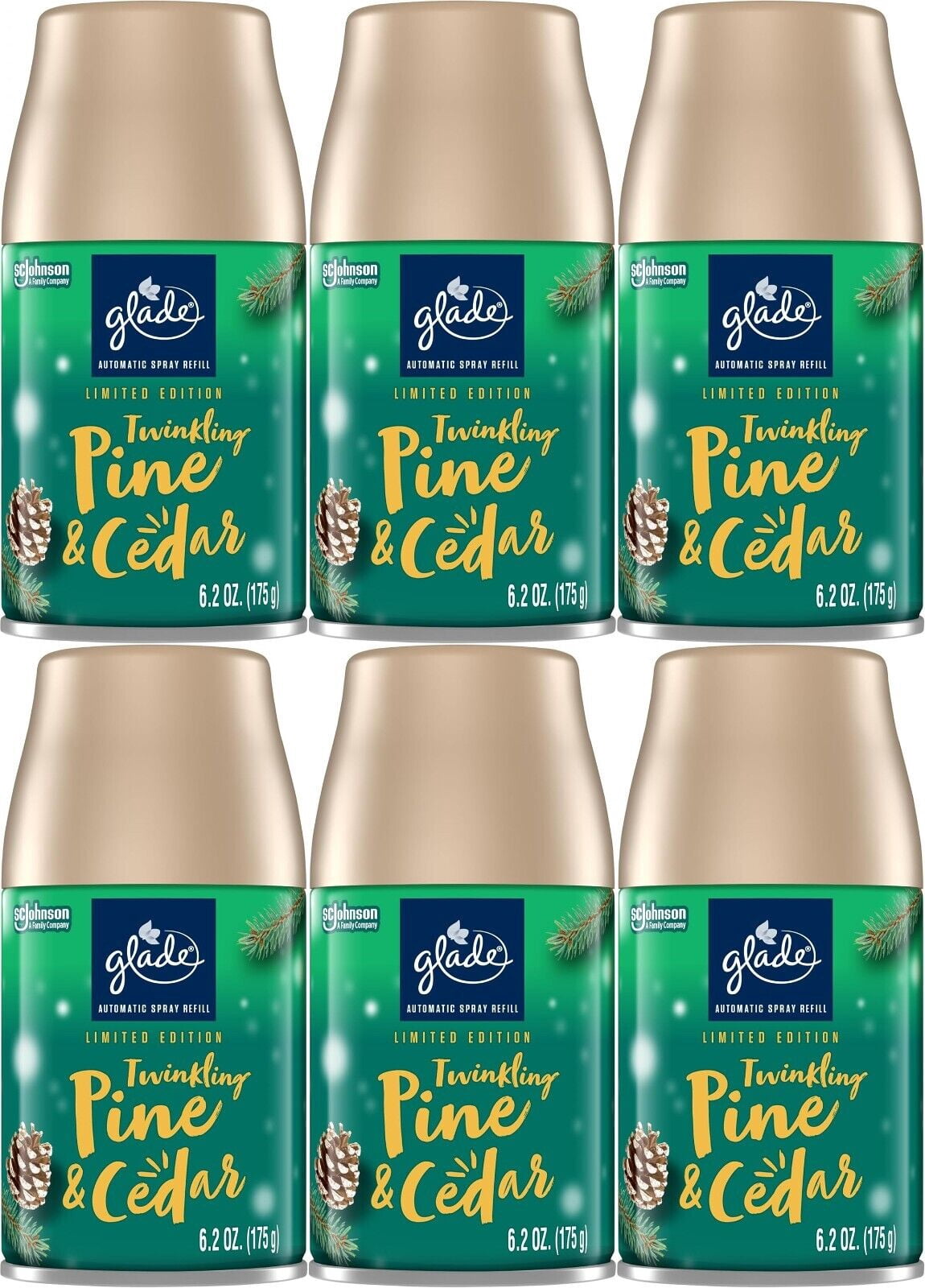 6 Pack Glade Automatic Spray Refill - Twinkling Pine & Cedar - LIMITED ...