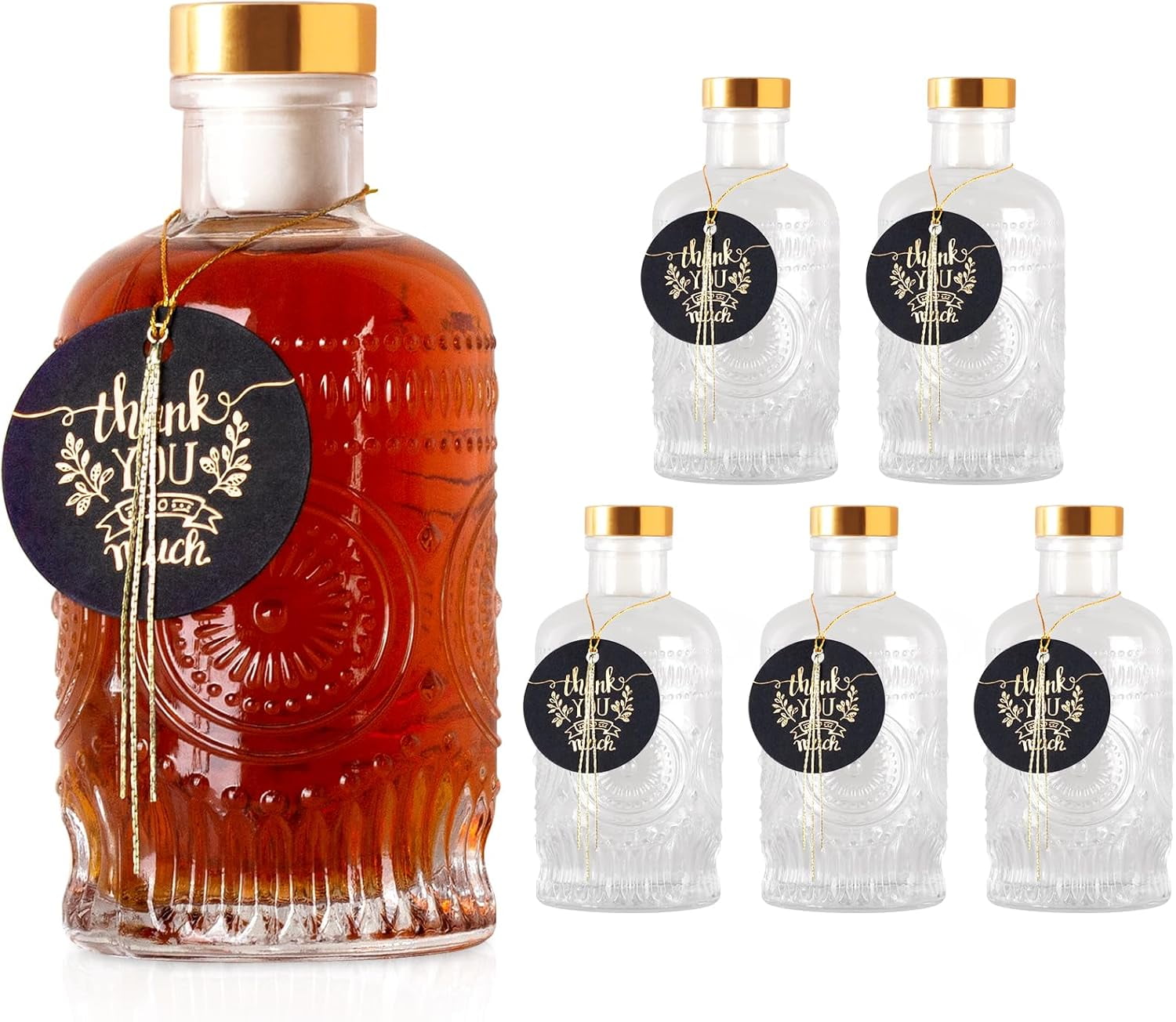 6 Pack Glass Bottles with Lids - oz Liquor Gift Labels & Decorations ...