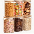 6-Pack Glass Food Storage Jars Set (3 Square + 3 Round), 37oz Airtight ...