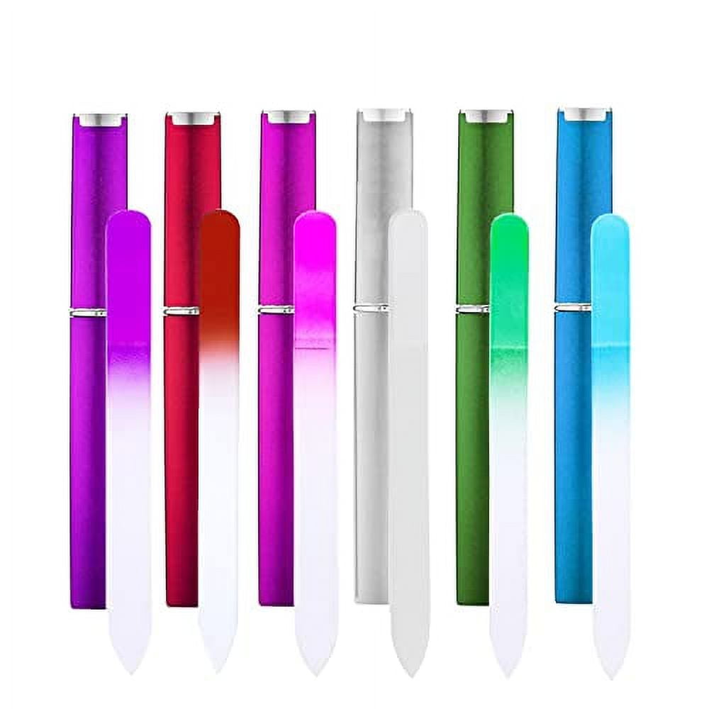 6 Pack Glass Nail File With Case, Crystal Fingernail Files Set, Double ...