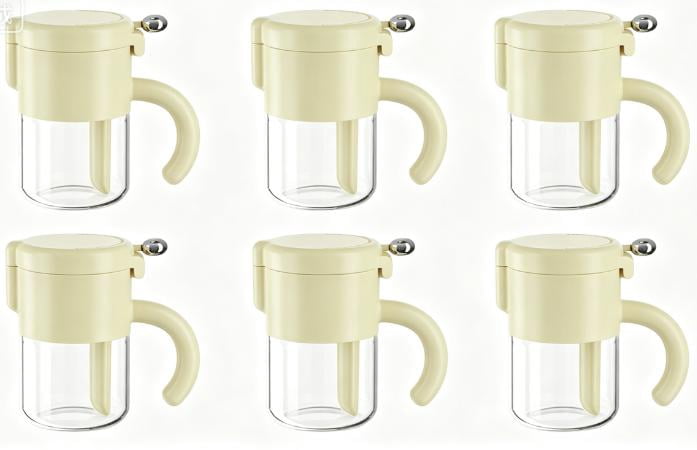 6 Pack Glass Seasoning Jar with Built-in Spoon, Airtight Salt Shaker ...