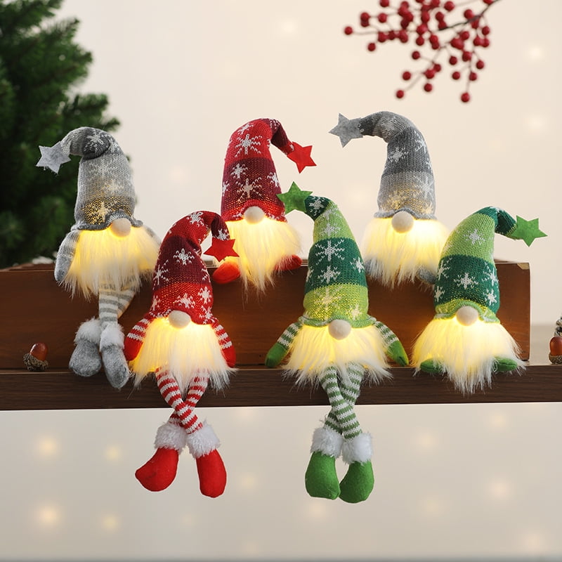 6 Pack Gnomes Christmas Decorations, Lighted Handmade Swedish Tomte ...