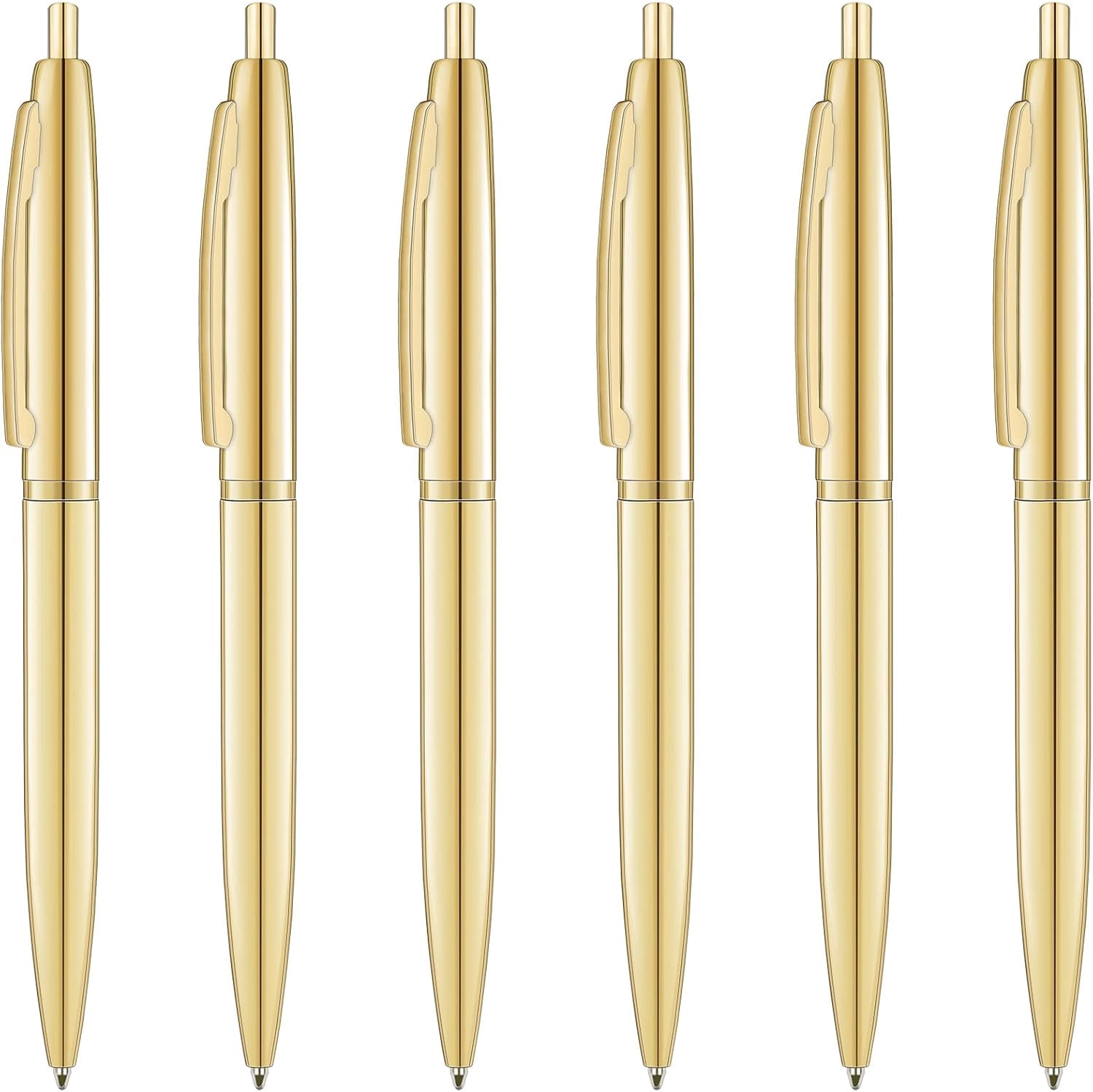 6 Pack Gold Click Ballpoint Pens - Black ink Medium Point(1 mm ...