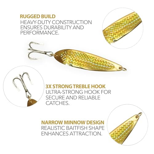 6-Pack Gold Crocodile Fishing Spoons Heavy-Duty 1 oz Saltwater ...