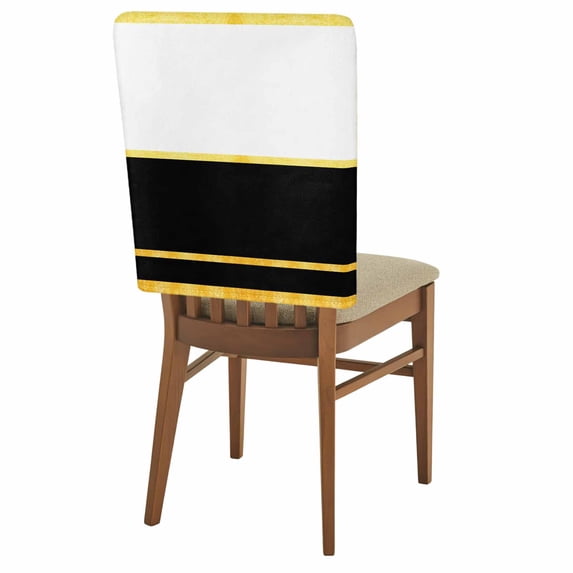6 Pack Gold Line Chair Back Covers Black Color Block Rectangular ...