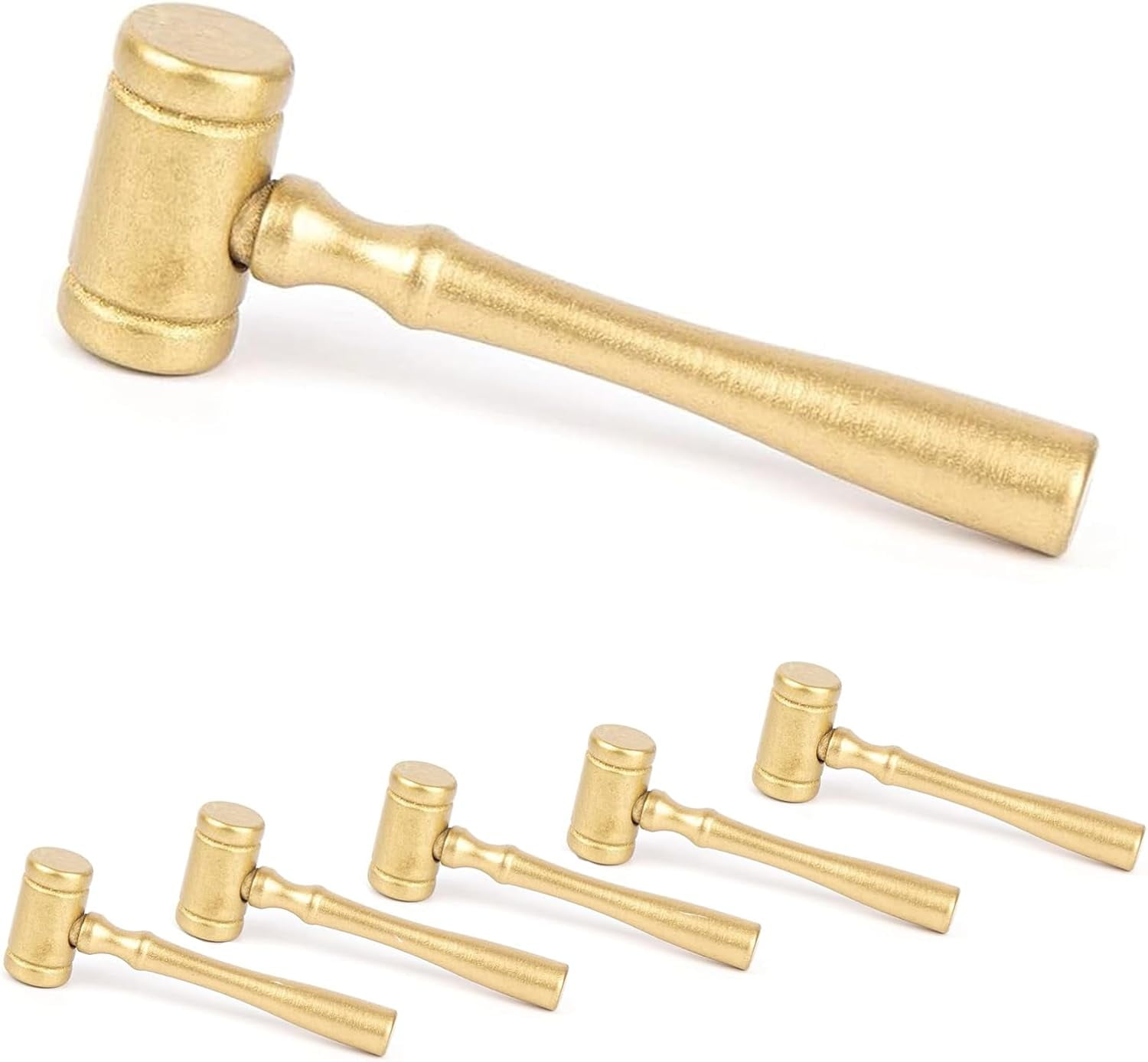 6 Pack Gold Mini Wooden Judge Gavel Prop Lawyer Auction Sale Costume ...