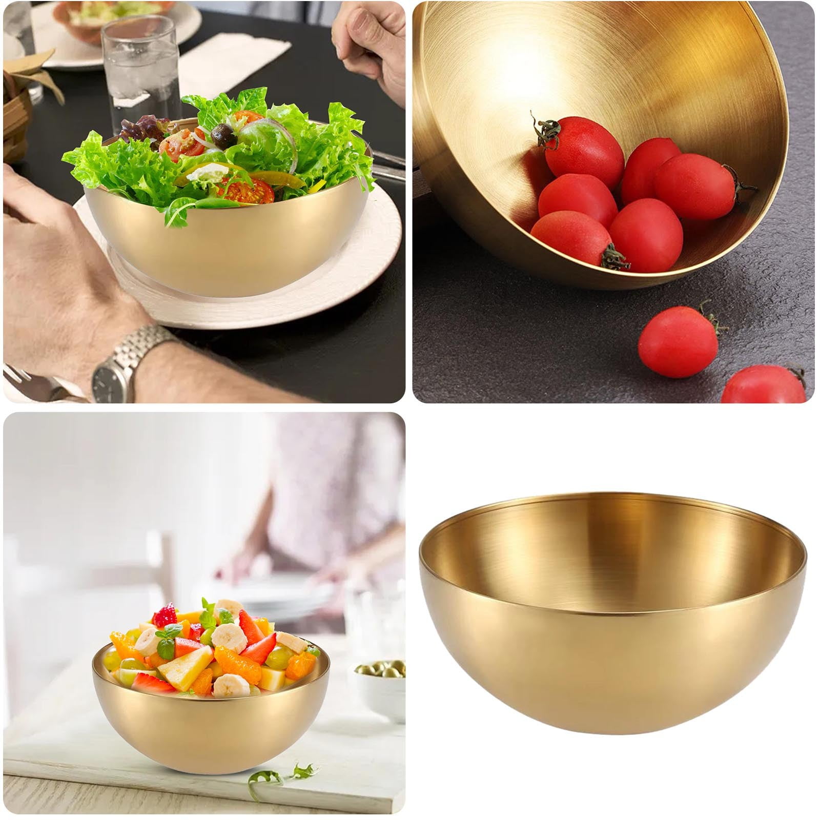 6 Pack Gold Mixing Bowls 24oz Stainless Steel Bowls for Cereal Rice ...