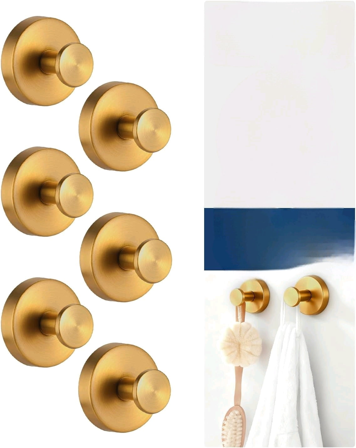 6 Pack Gold Suction Cup Hooks for Wreaths on Glass, 2026 New Model No ...
