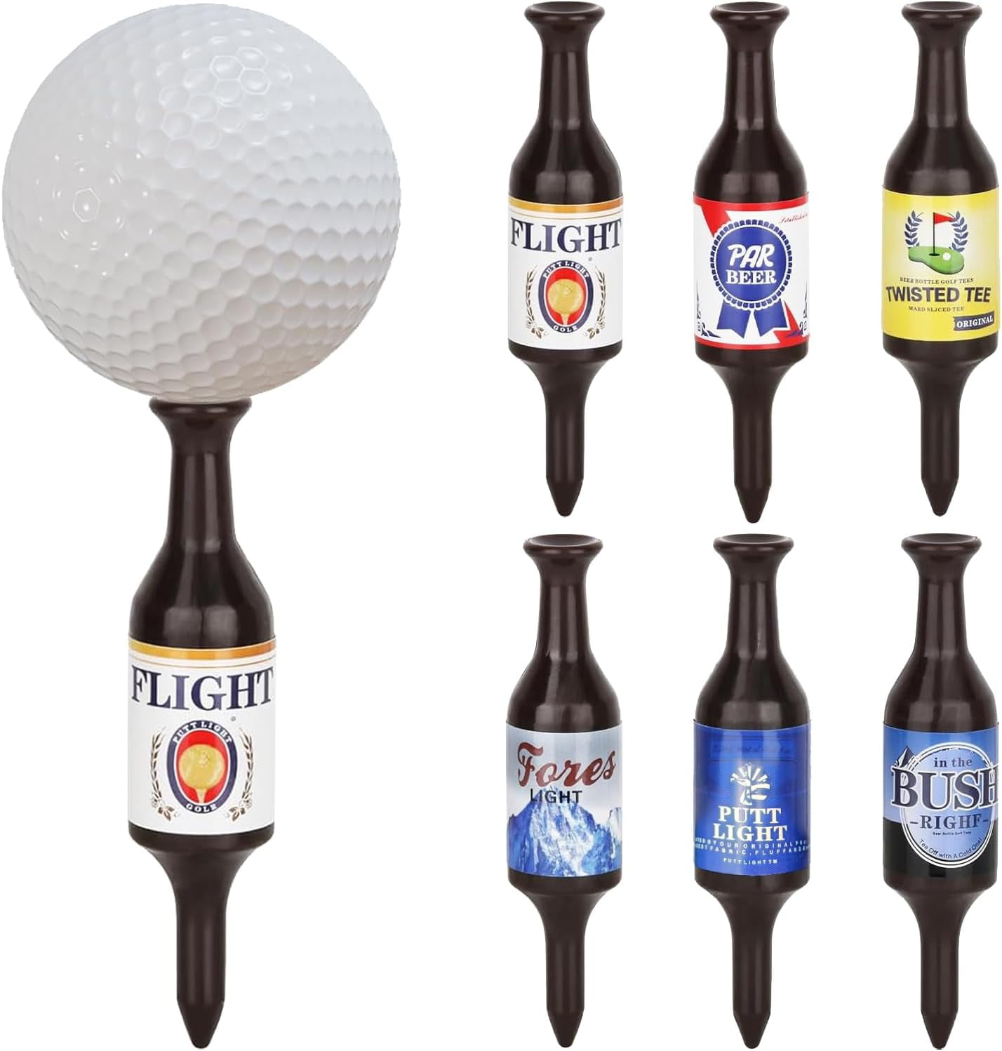 6 Pack Golf Tees Beer Bottle Handmade, Durable and Recyclable Plastic ...