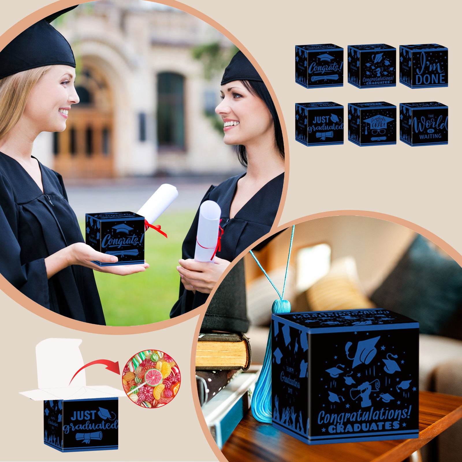 6 Pack Graduation Candy Boxes, 2.76x2.76x2.76in 2025 Graduation Gift ...