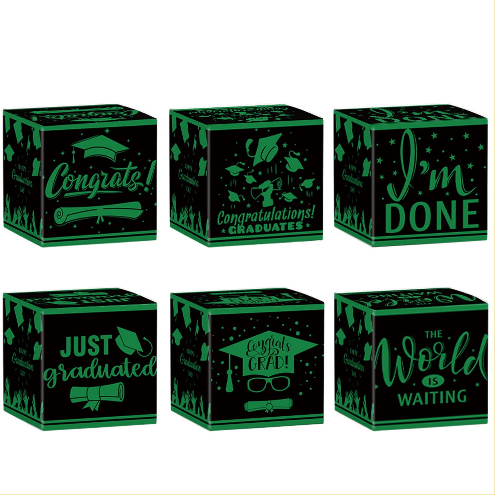 6 Pack Graduation Candy Paper Box, 2.76"×2.76"×2.76" 2025 Graduation ...