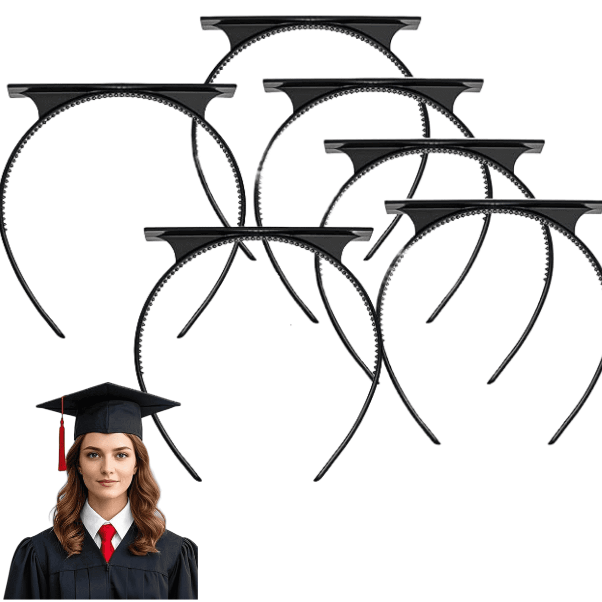 6 Pack Graduation Cap Headband, Grad Cap Headband, Firm Anti-Fall ...
