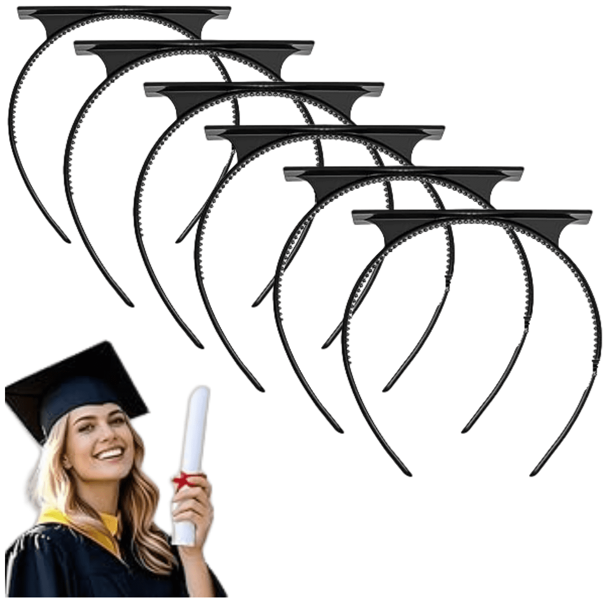 6 Pack Graduation Cap Headband Insert- Upgrade Secures Grad Cap ...