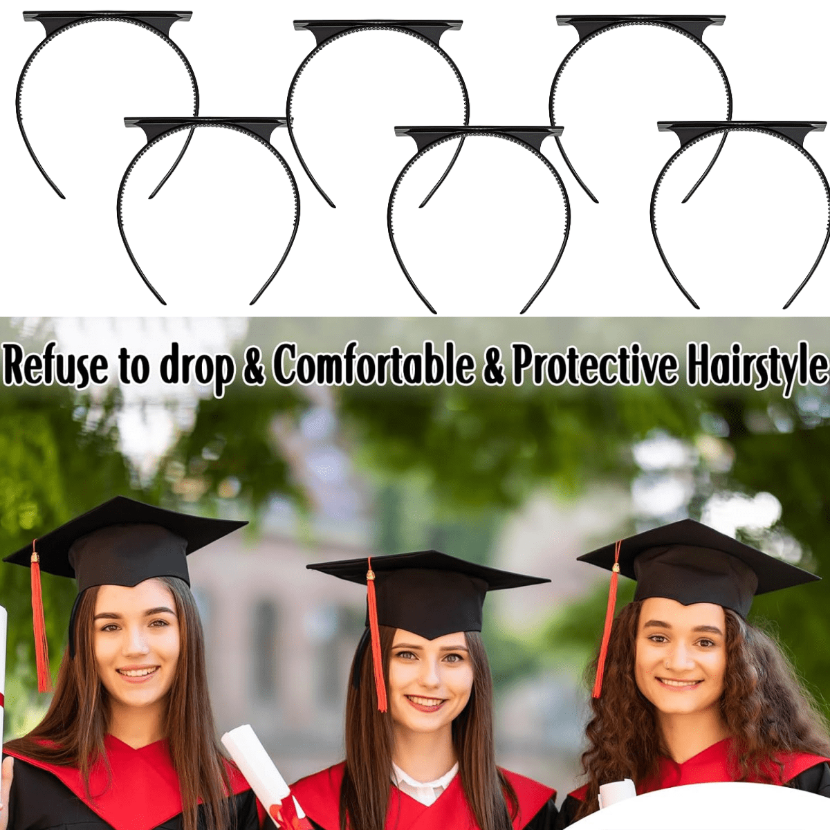 6 Pack Graduation Cap Headband Insert- Upgrade Secures Grad Cap ...