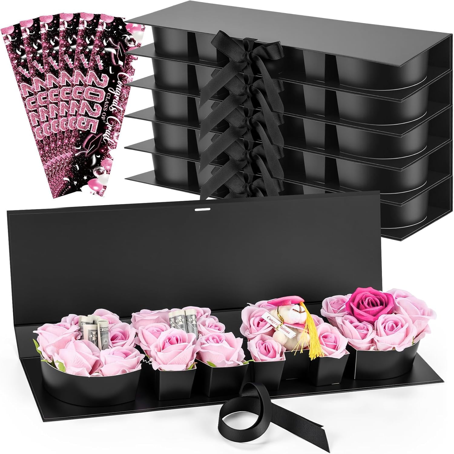 6 Pack Graduation Flower Gift Box Grad Letter Empty Graduation Box for ...
