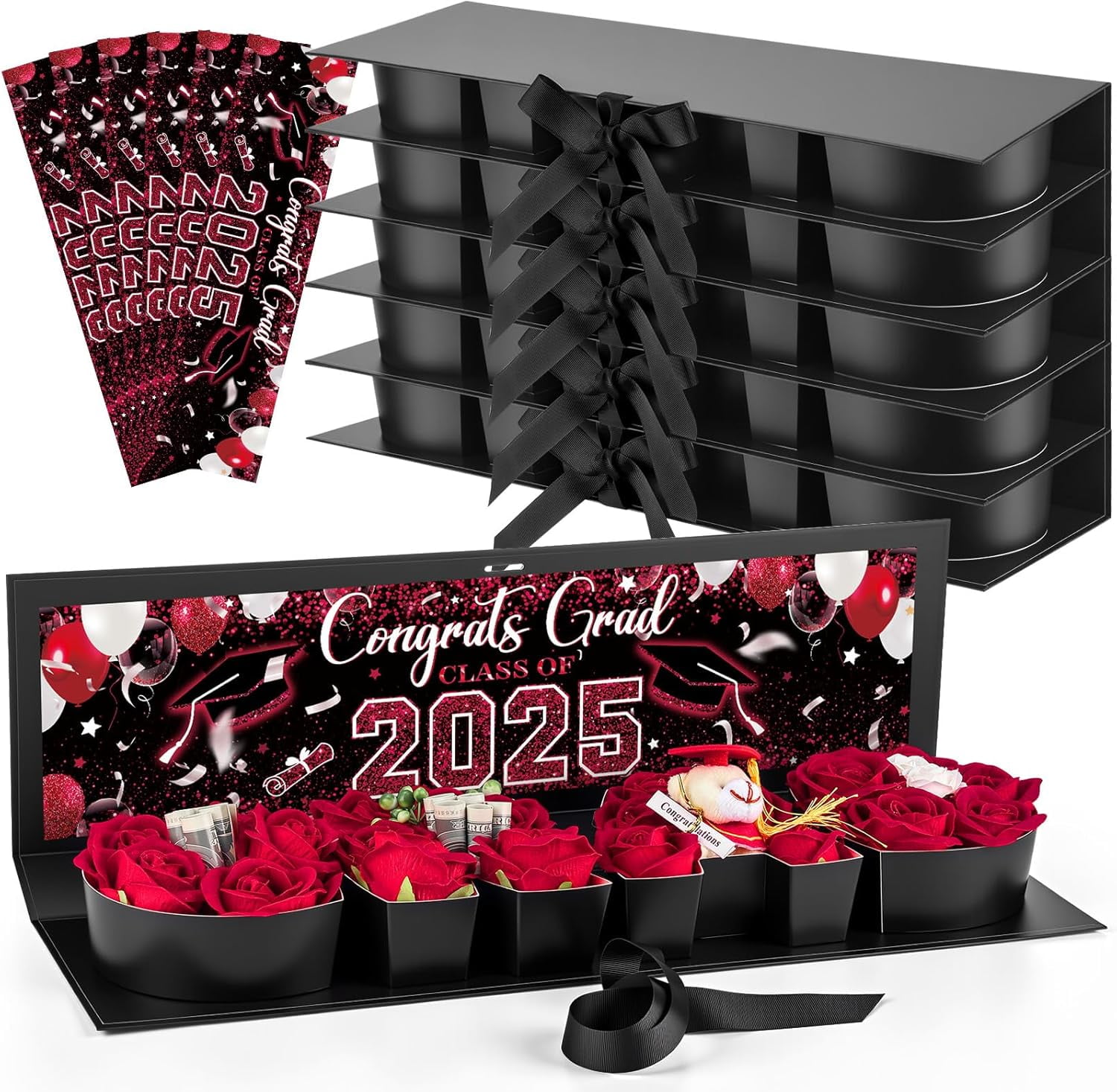 6 Pack Graduation Gift Box for Flowers with Congrats Grad Class of 2025 ...