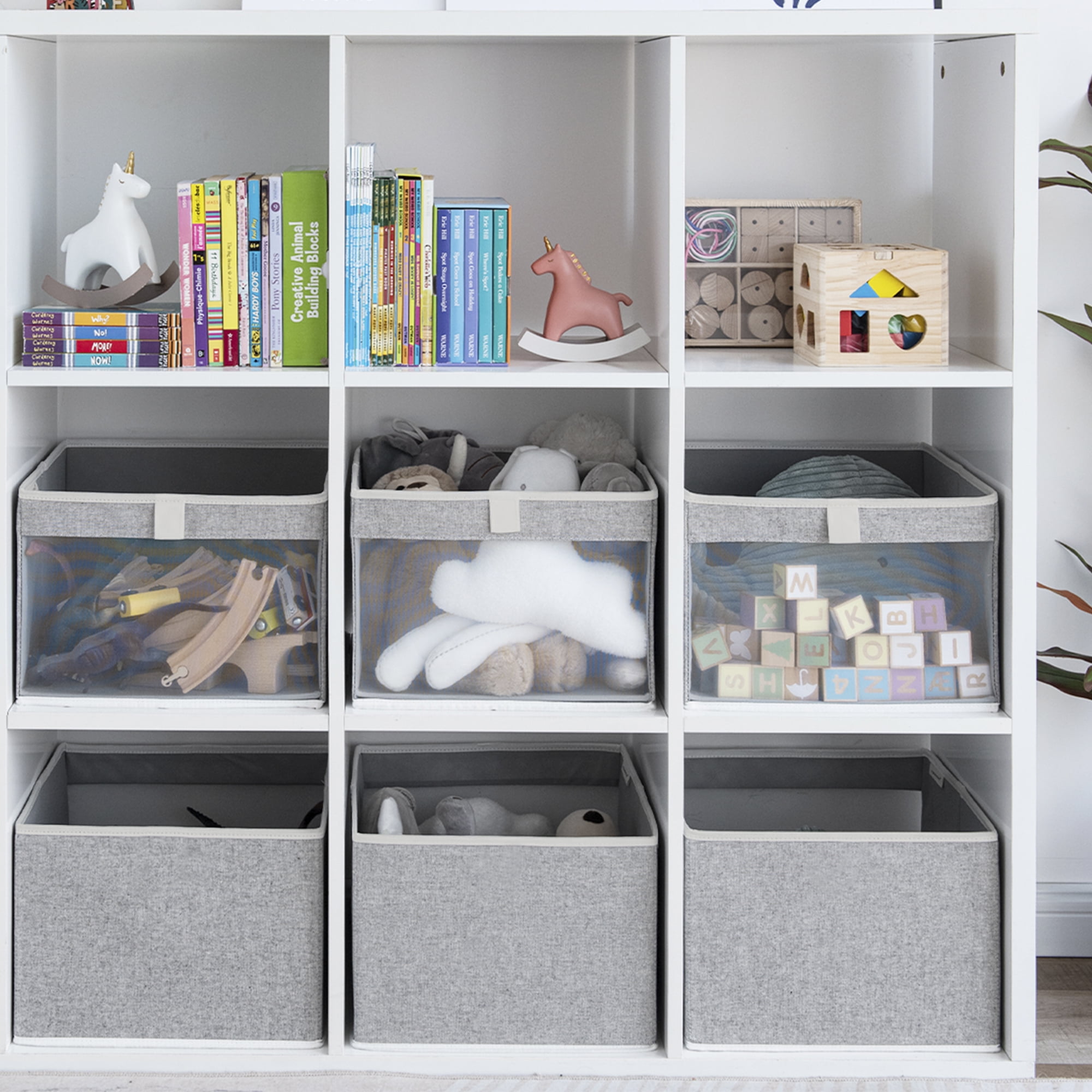 6 Pack Gray Fabric Boxes with Transparent Window - Walmart.com