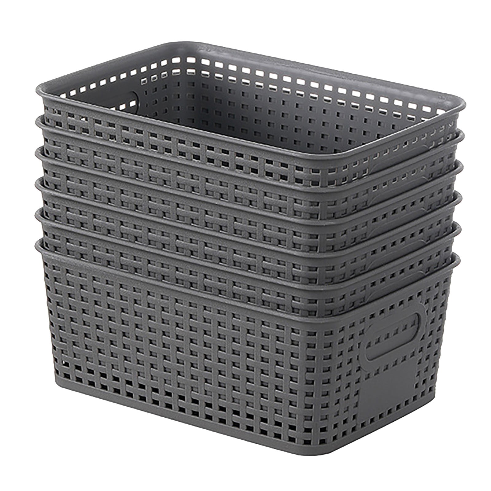 6-Pack Gray Plastic Storage Baskets, Open-Top - Walmart.com