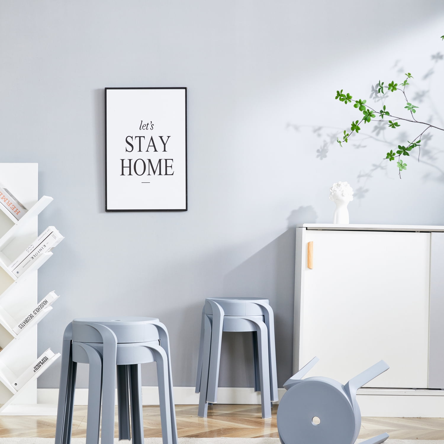 6 Pack Gray Stackable Plastic Classroom Stools - Indoor/Outdoor Nesting ...