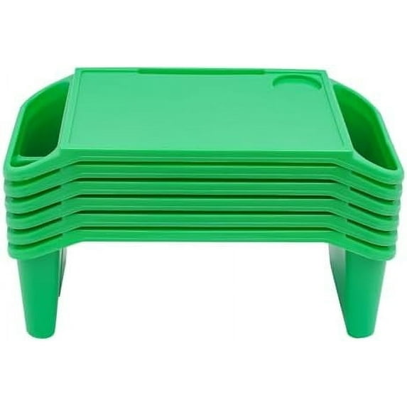 6-Pack Green Kids Lap Desks with storage. Stackable trays for eating ...