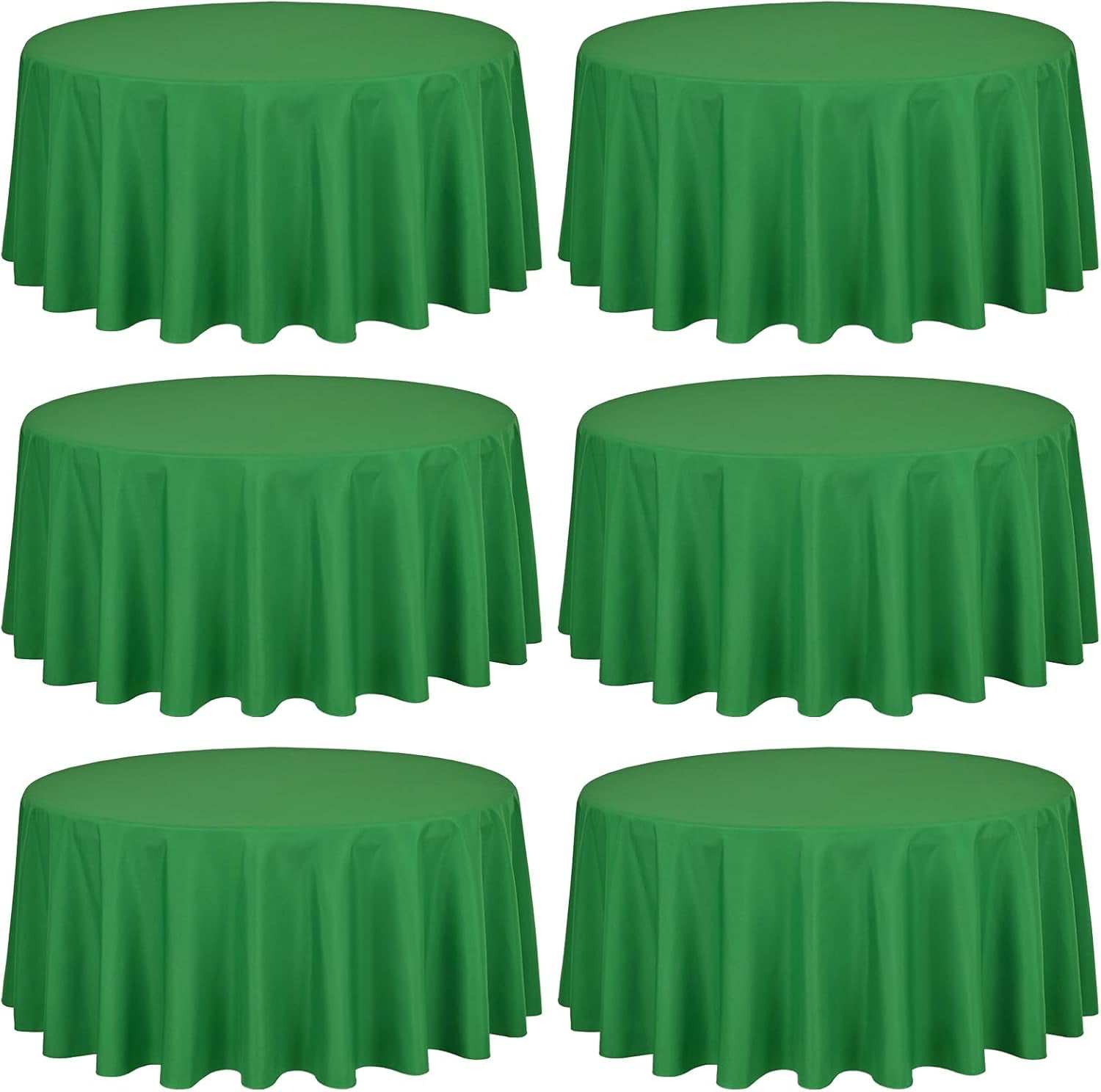 6 Pack Green Round Tablecloth 90 Inch Washable Polyester Tablecloths ...