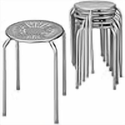6 Pack Grey Stackable Metal Stools, 17.5 Inch Round Nesting Stools ...