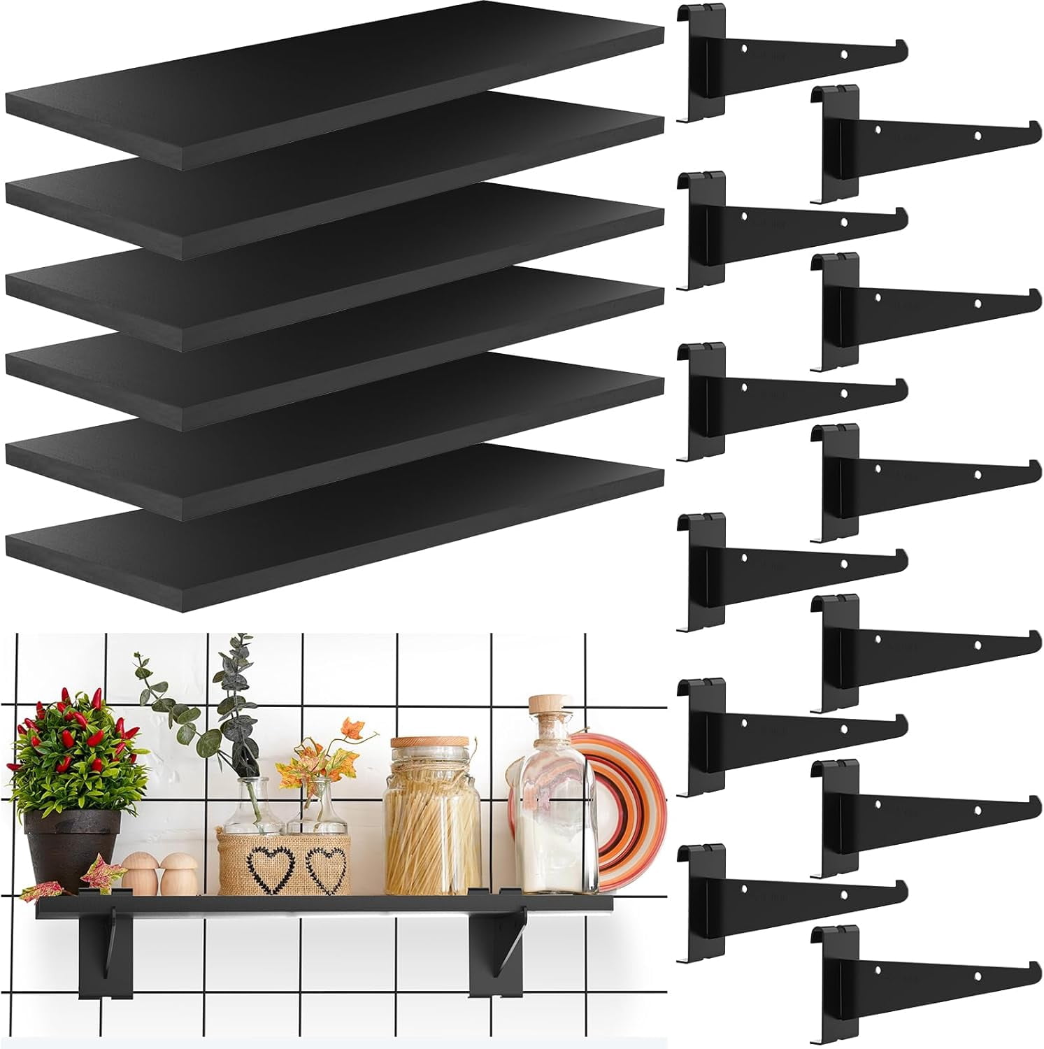 6 Pack Gridwall Shelf 15.7 x 6 Inches Wooden Gridwall Shelves with ...