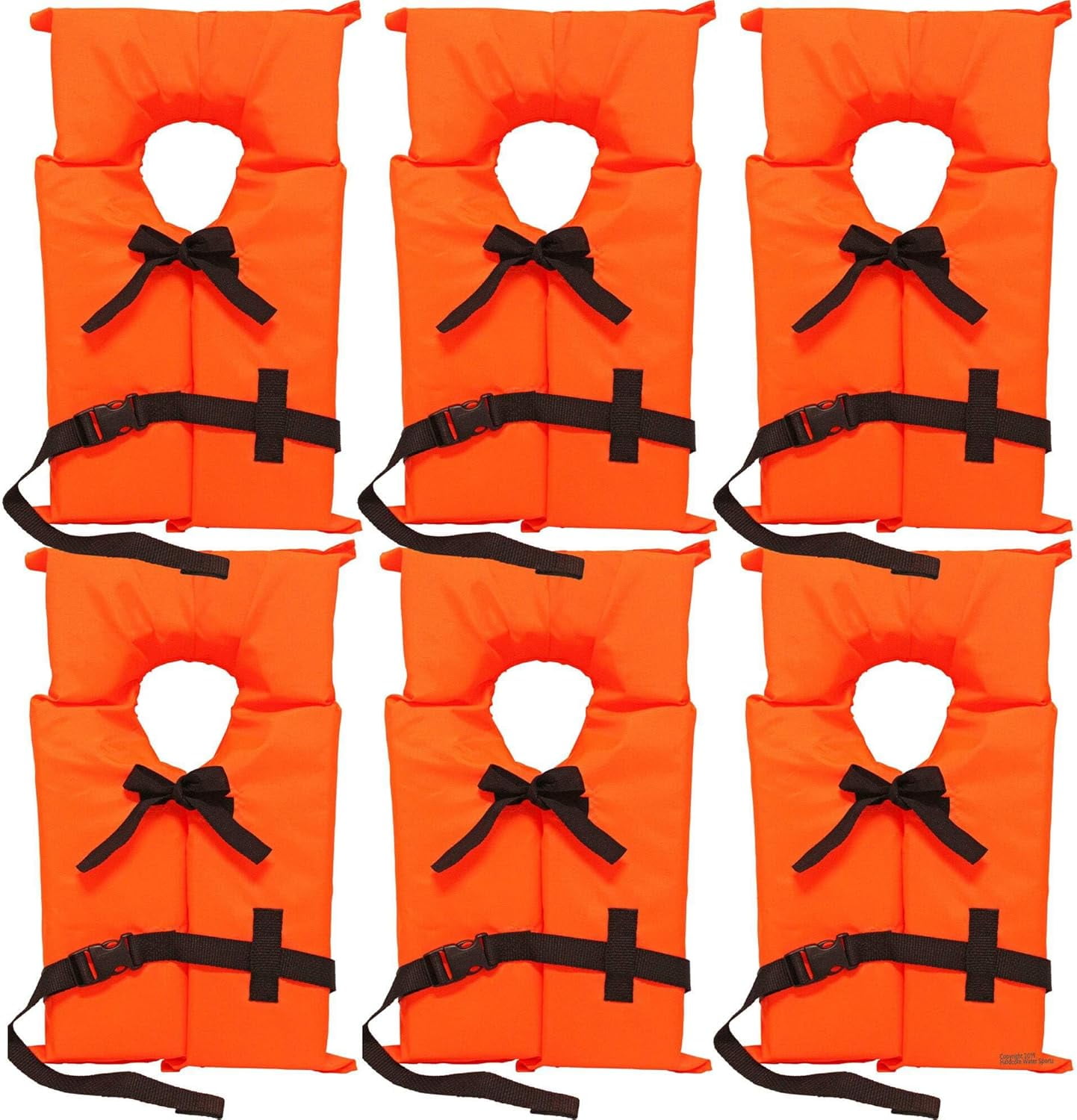 6 Pack Guard Approved Life Jackets for Adults. High Visibility Color ...