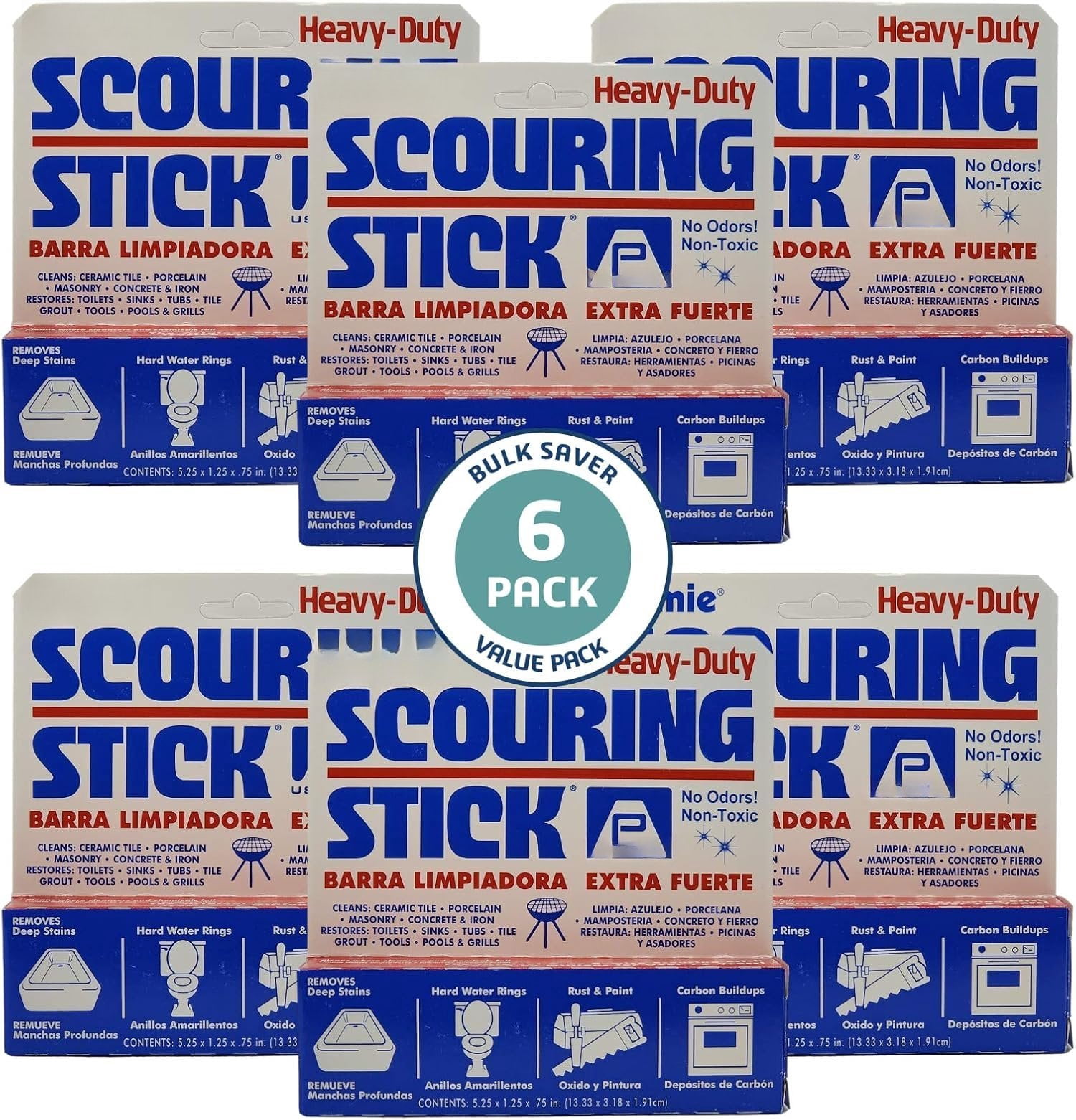 6-Pack HDW Scouring Stick for Toilet Bowl Cleaning, Cleans Toilet Bowl ...