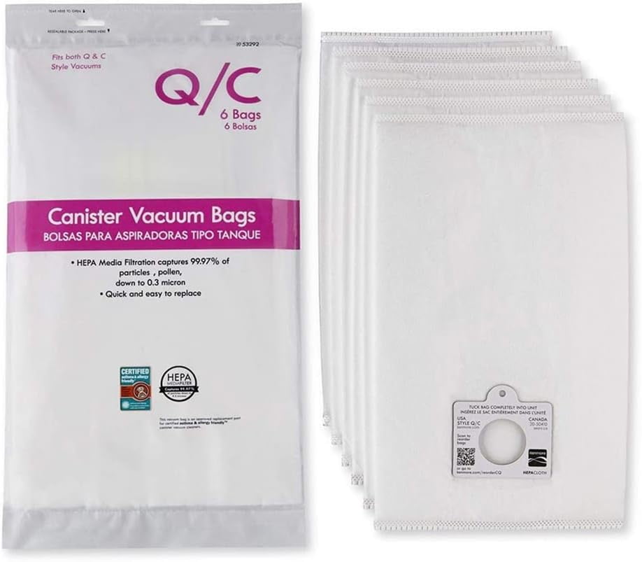 6 Pack HEPA Vacuum Bags Replacement For Kenmore 53292 6 Pack Type Q ...