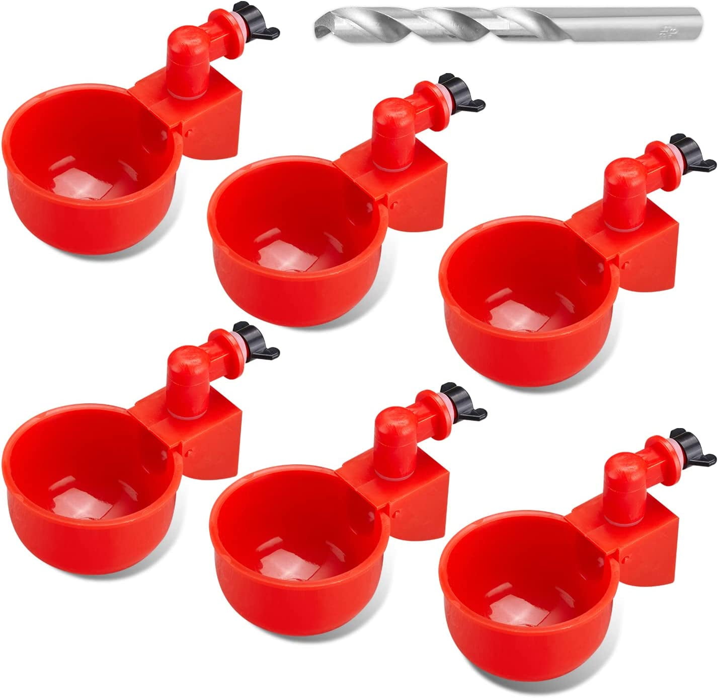 6 Pack HUART Durable Plastic Automatic Chicken Waterer with Water ...