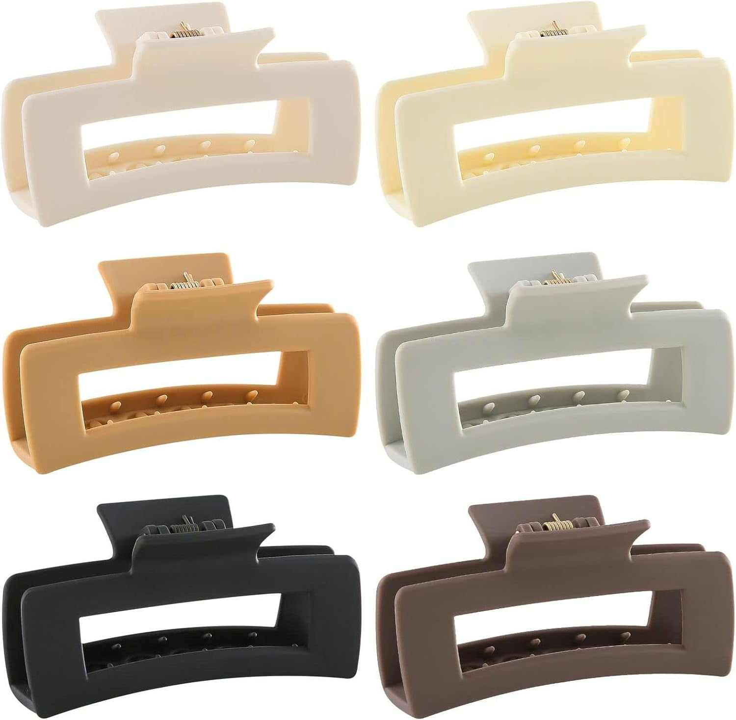 6 Pack Hair Claw Clips for Women,Neutral 4.1" Big Claw Clips,Square Non ...