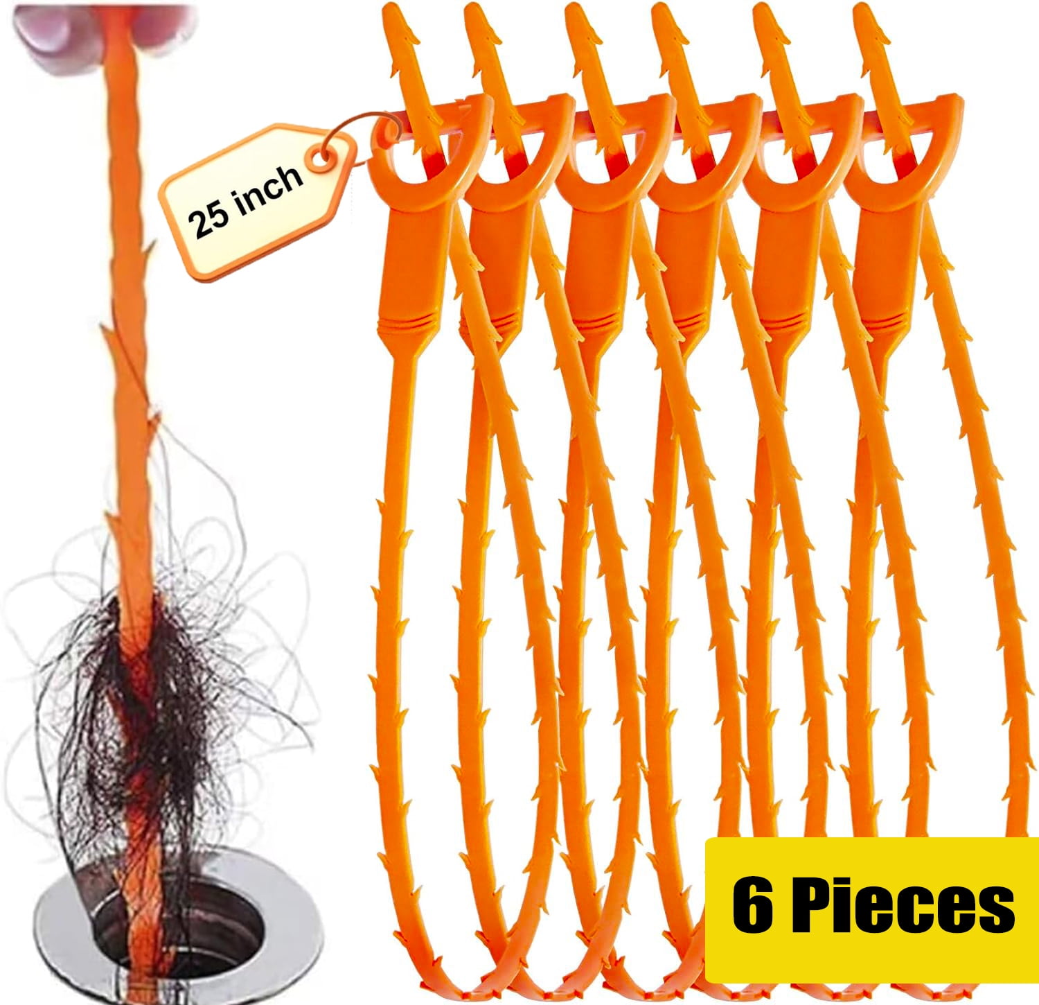 6 Pack Hair Drain Clog Cleaning Toot, Hair Drain Clog Remover Tool ...