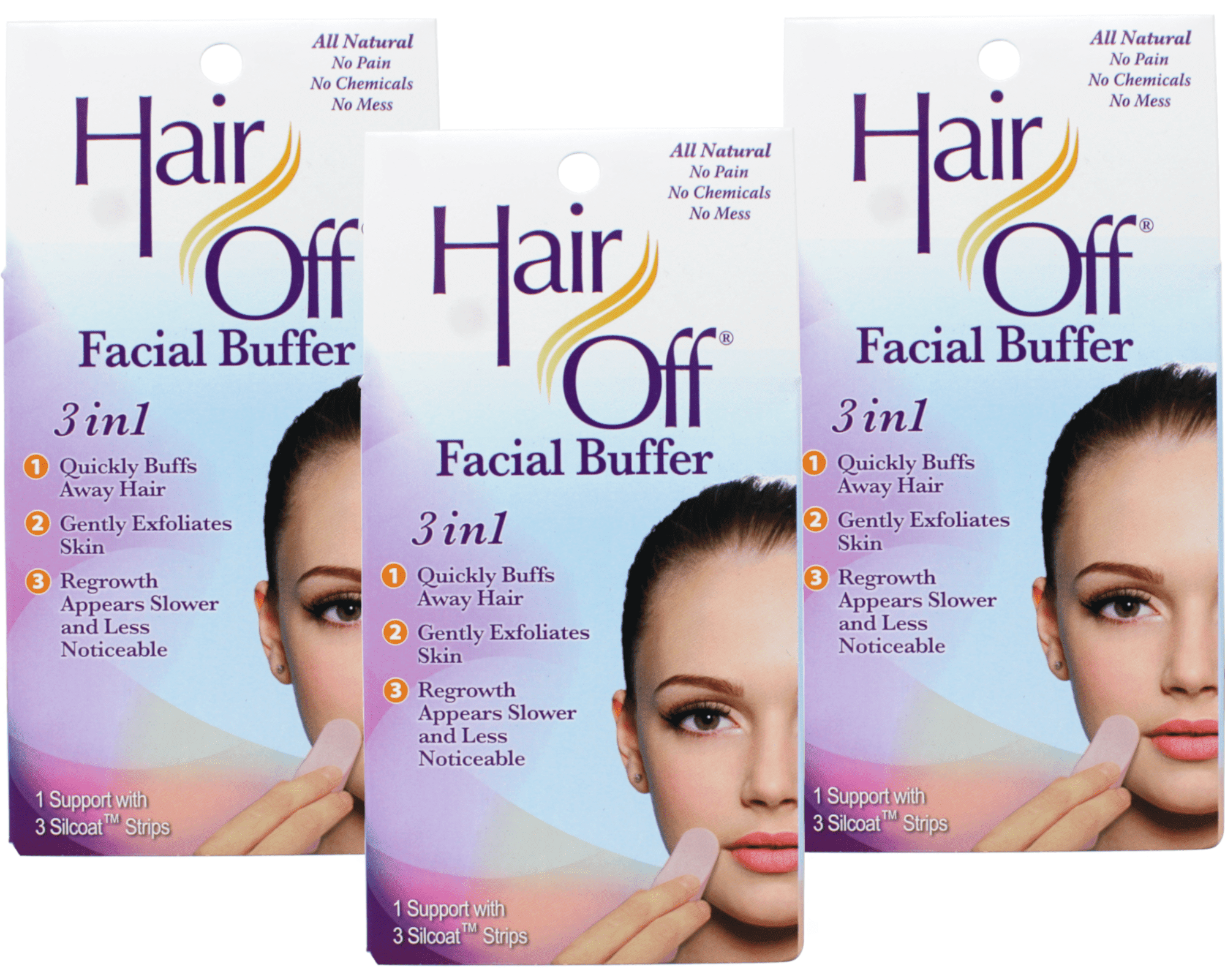 Hair Off Facial Buffer Hair Removal & Exfoliating Kit, Fine Facial Hair ...