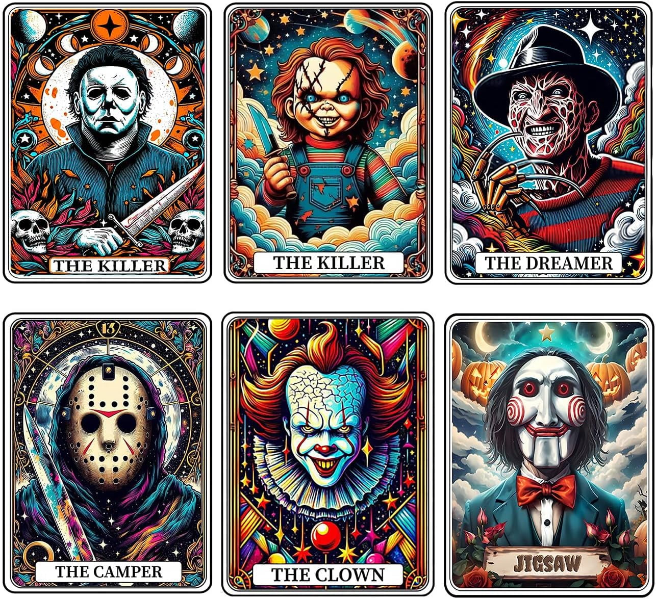 6 Pack Halloween Diamond Art Kits for Adults Beginners,Horror Diamond ...