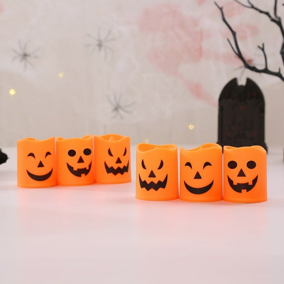 6-Pack Halloween LED Flameless Pillar Candles - Battery Operated with ...