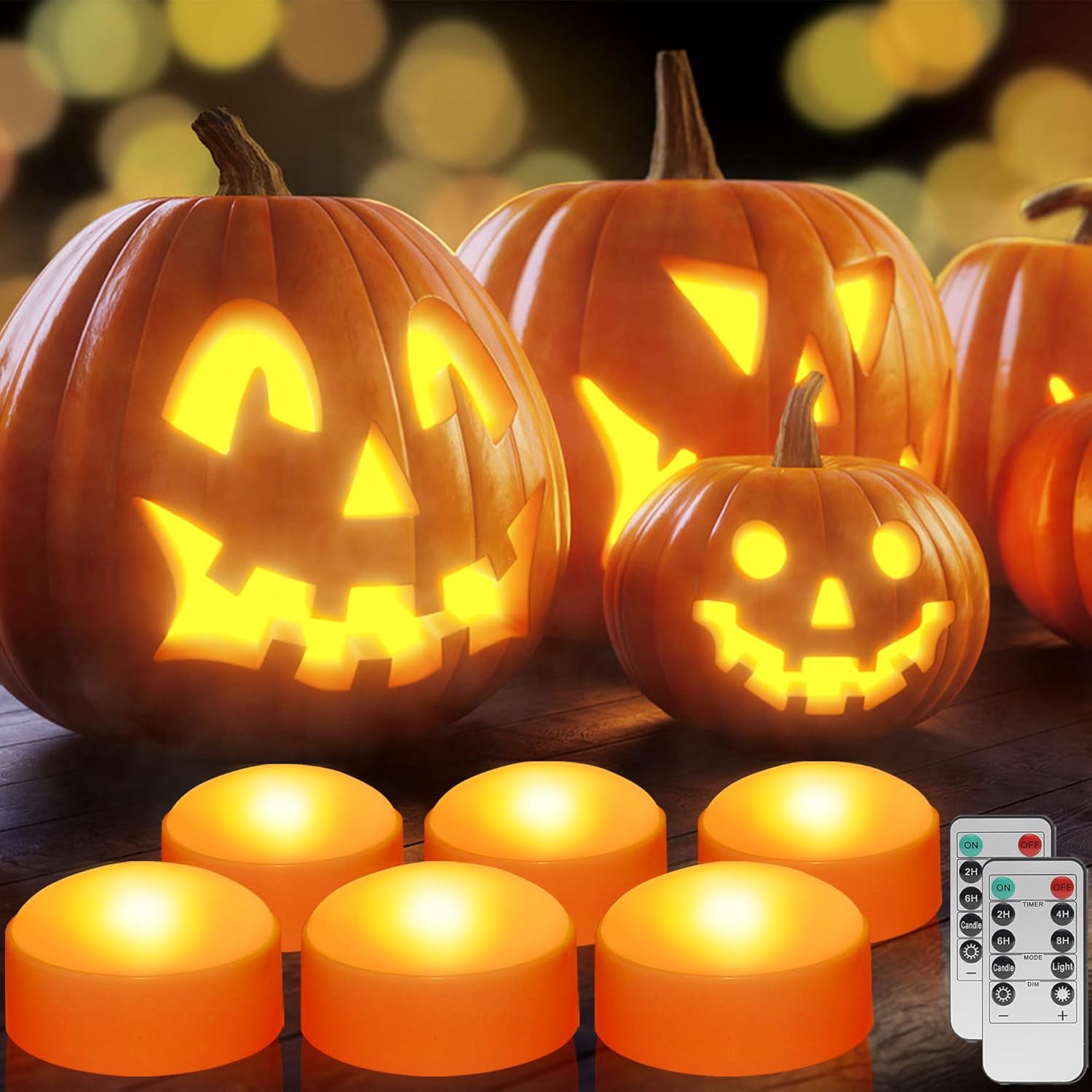 6-Pack Halloween Led Pumpkin Lights, Pumpkin Lights Decoration Bright ...
