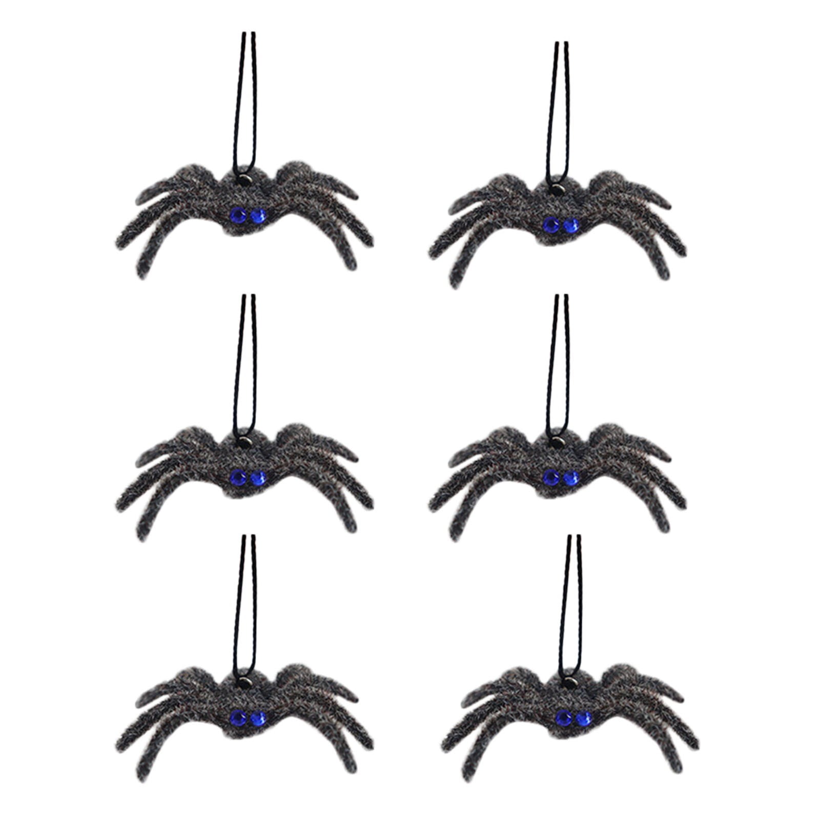 6-Pack Halloween Spider Decoration with Flocking Web, Hanging Party ...