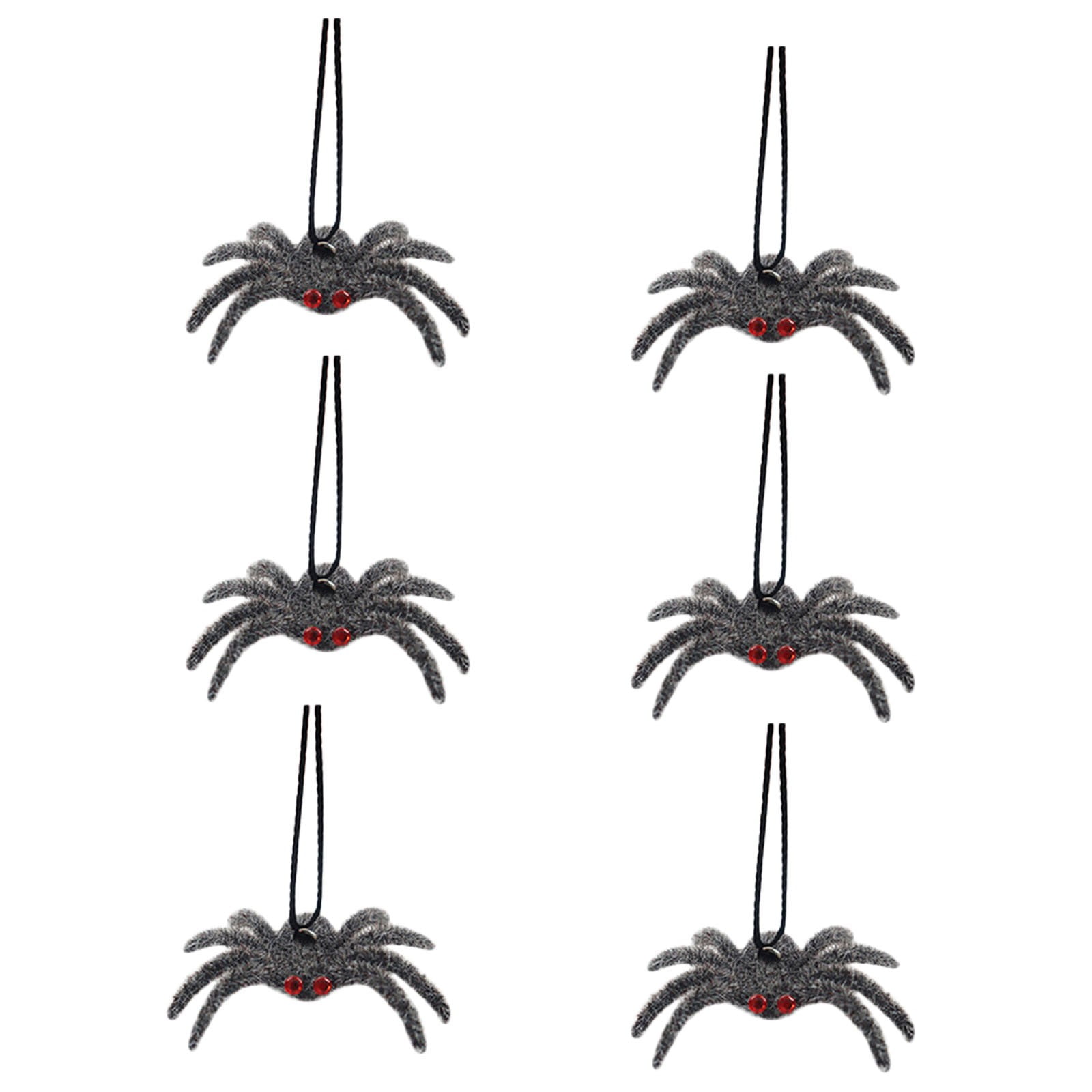 6-Pack Halloween Spider Decoration with Flocking Web, Hanging Party ...