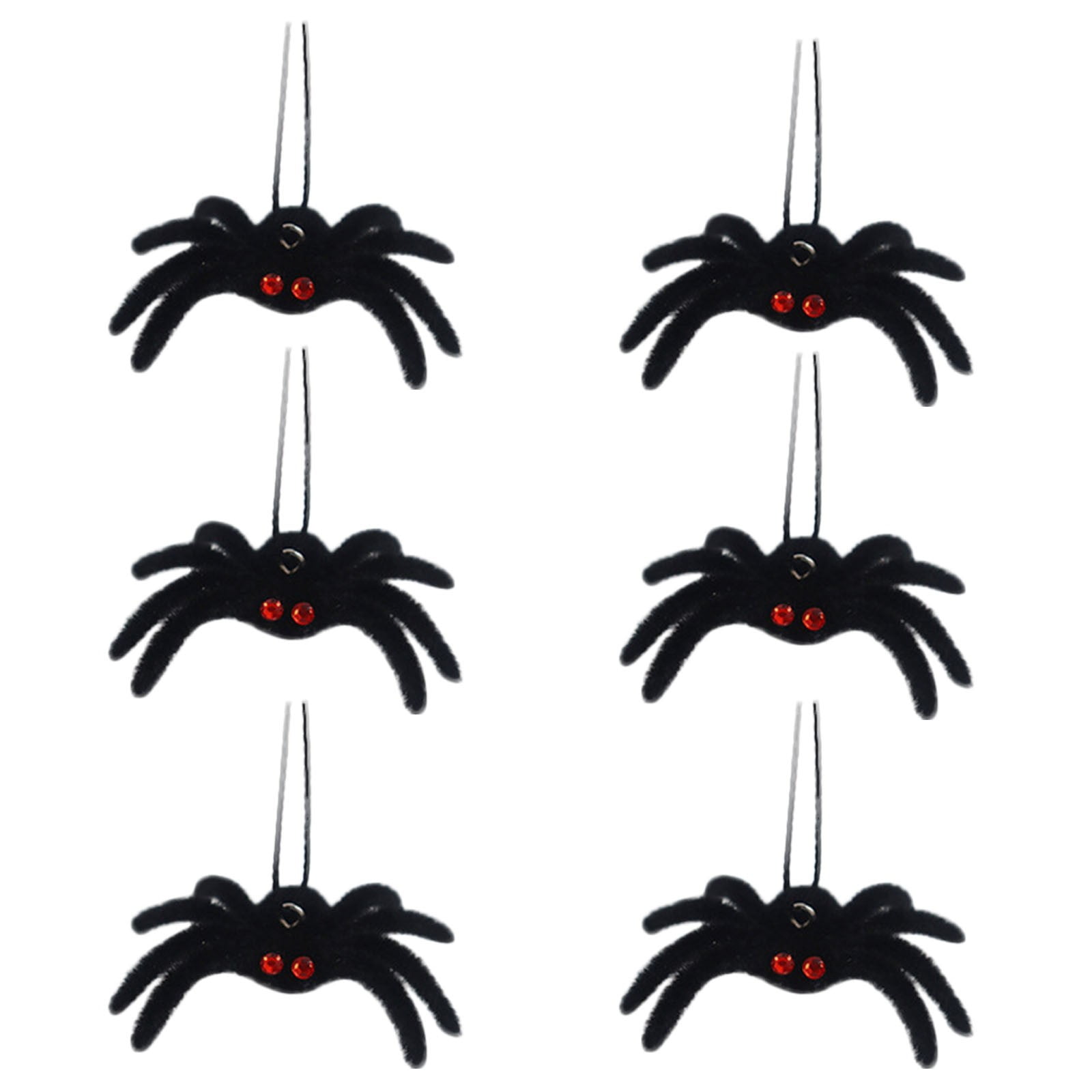 6-Pack Halloween Spider Decoration with Flocking Web, Hanging Party ...